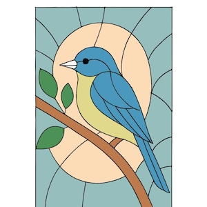 Blue Bird Stained Glass Pattern PDF – Printable Numbered Template for ...