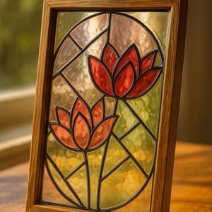 Tulip Stained Glass Pattern PDF – Printable Floral Panel Template for ...
