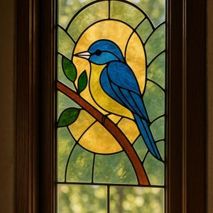 Blue Bird Stained Glass Pattern PDF – Printable Numbered Template for ...