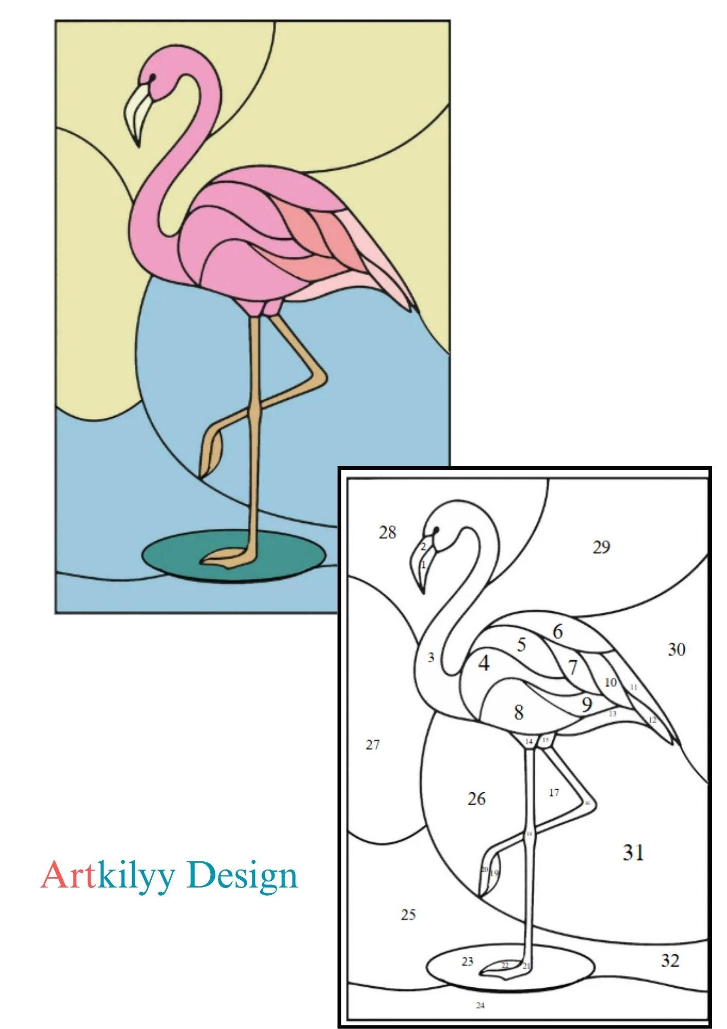 Flamingo Stained Glass Pattern PDF – Elegant Bird Suncatcher Template ...