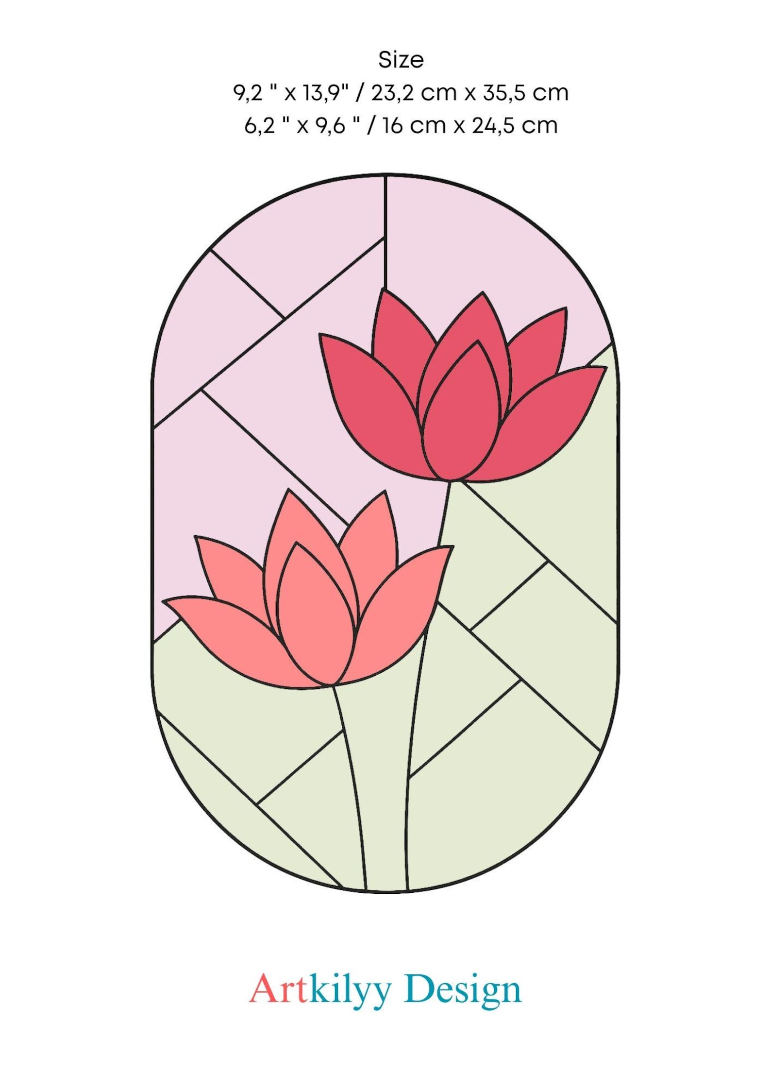 Tulip Stained Glass Pattern PDF – Printable Floral Panel Template for ...