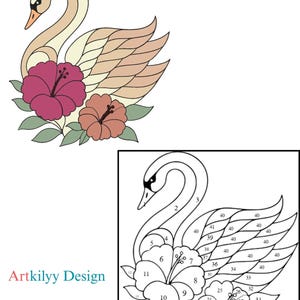 Swan Stained Glass Pattern PDF – Elegant Bird With Floral Design ...
