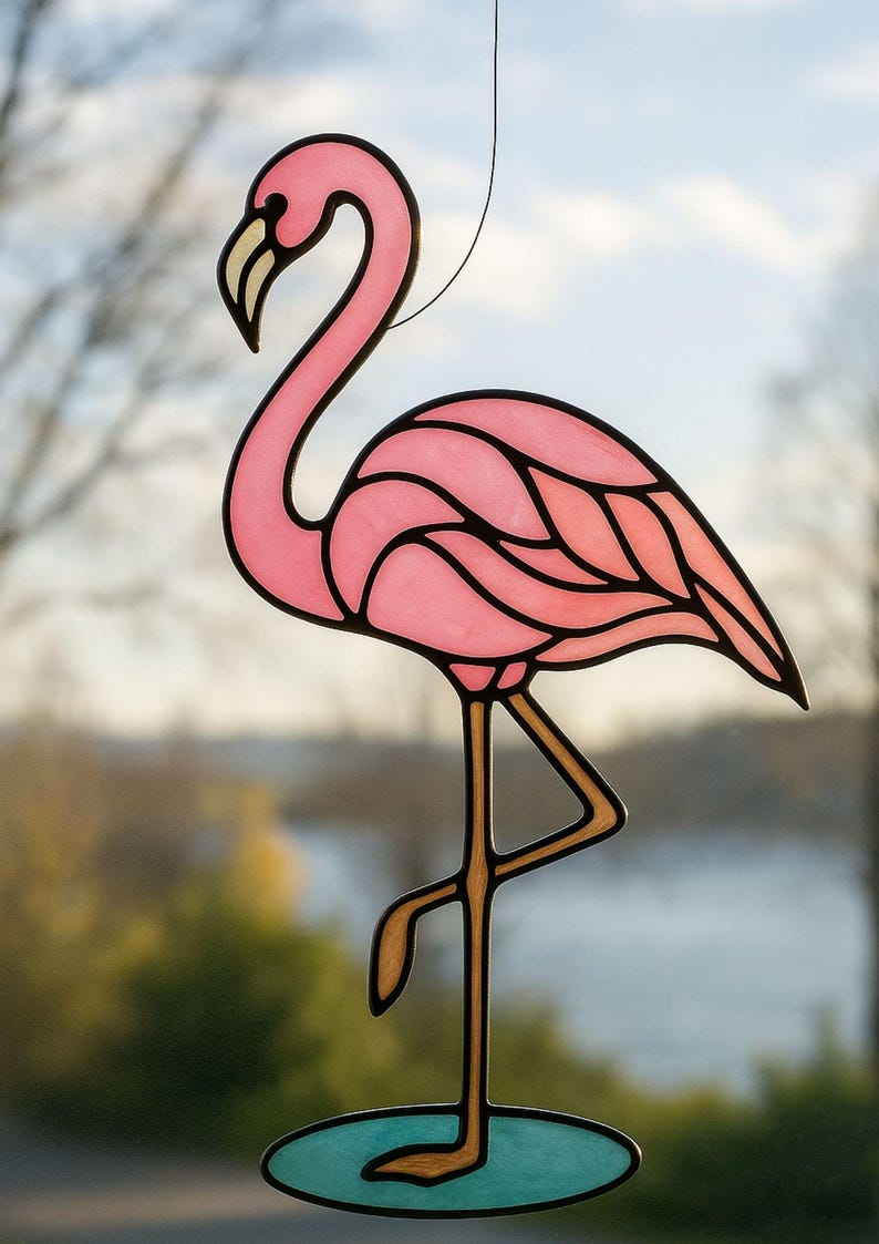 Flamingo Stained Glass Pattern PDF – Elegant Bird Suncatcher Template ...