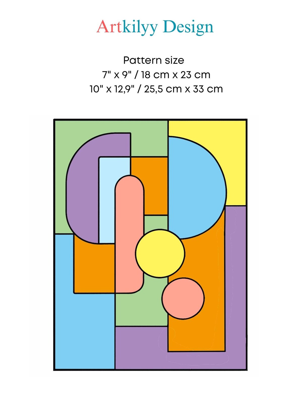 Modern Abstract Stained Glass Pattern – Geometric PDF Template for ...