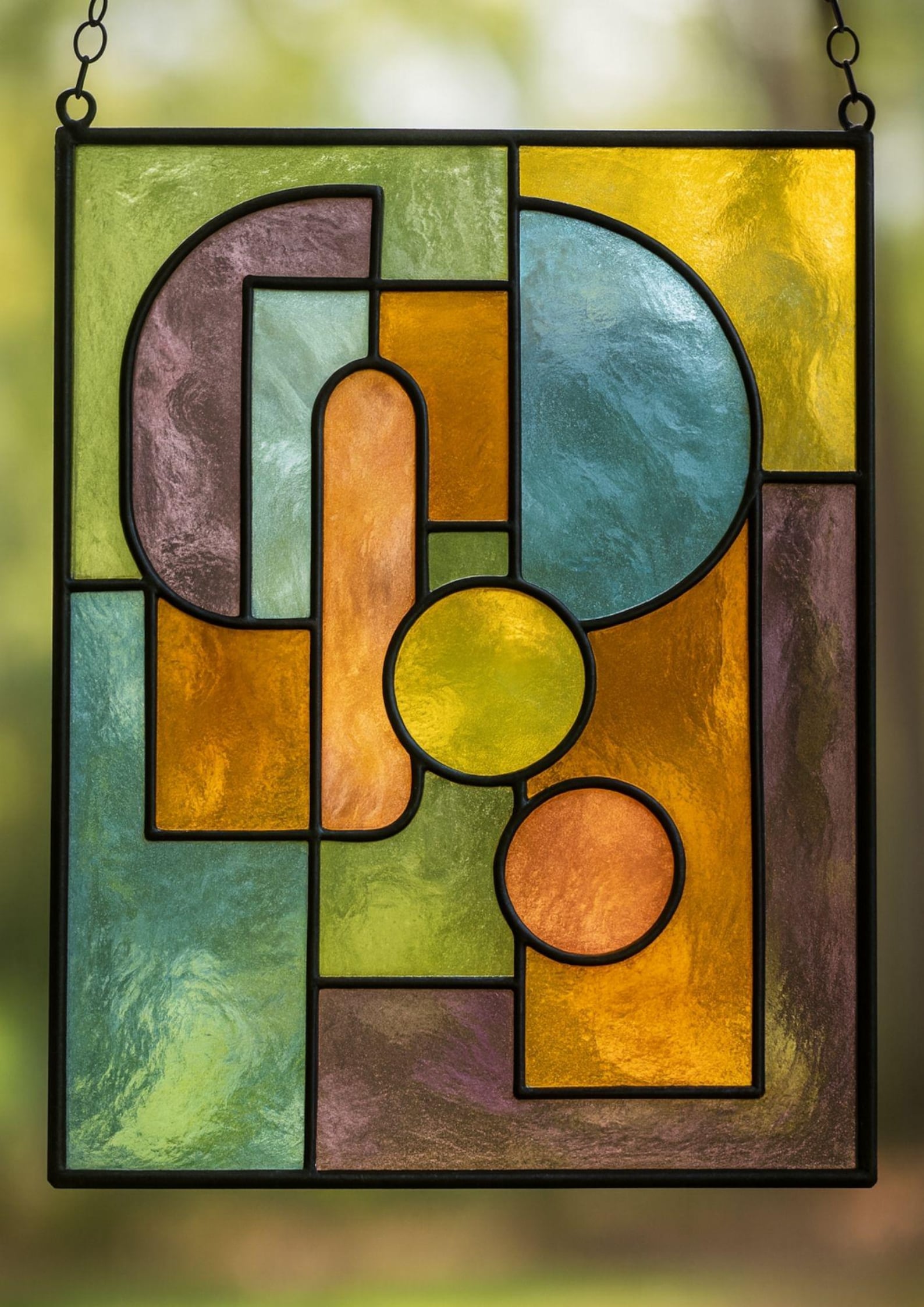 Modern Abstract Stained Glass Pattern – Geometric PDF Template for ...