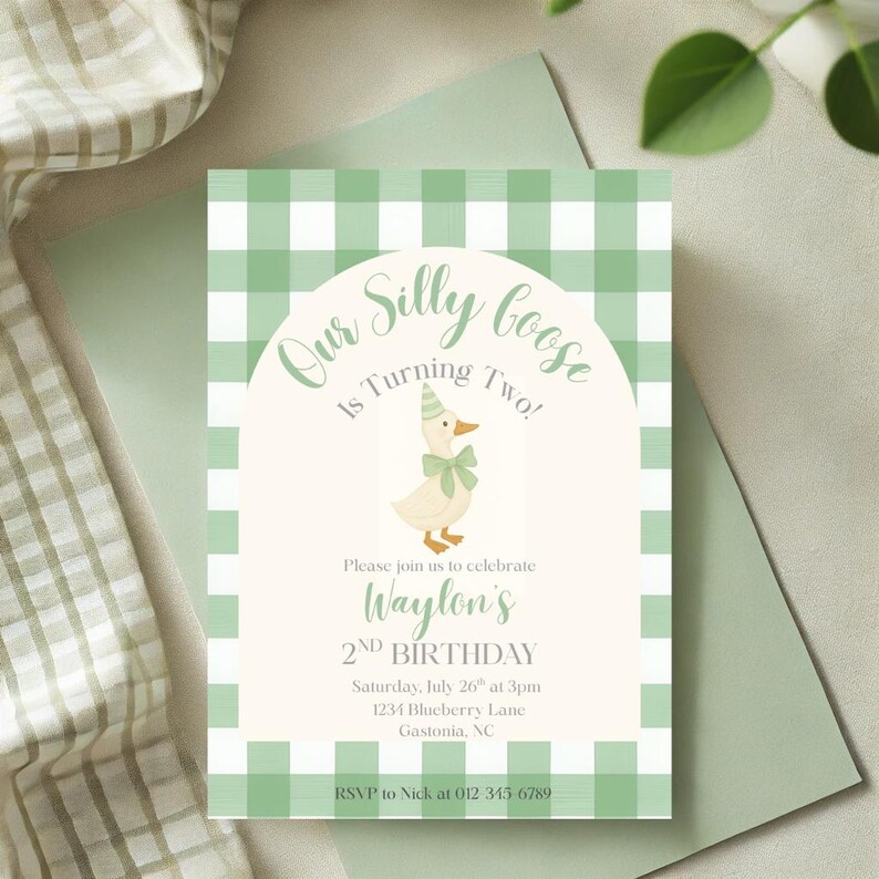 Our Silly Goose is Two Invitation – Editable 2nd Birthday Invite for ...
