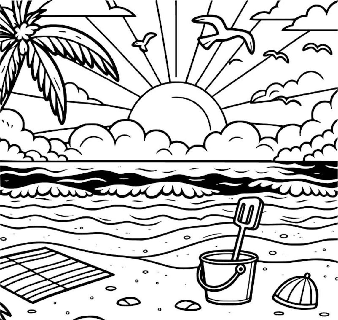 Ocean Coloring Pages for Kids & Adults – Printable Sea Life, Beach, and ...