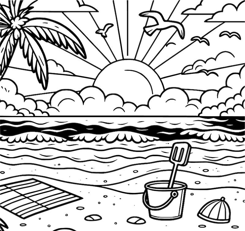 Ocean Coloring Pages for Kids & Adults – Printable Sea Life, Beach, and ...