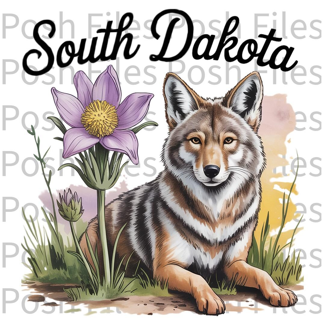 South Dakota State Flower & Coyote PNG (digital Download) - Etsy