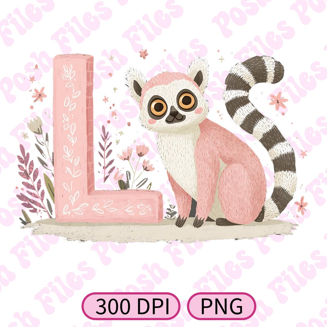 Lemur Letter L Nursery Art, Baby Animal Print (digital Download) - Etsy