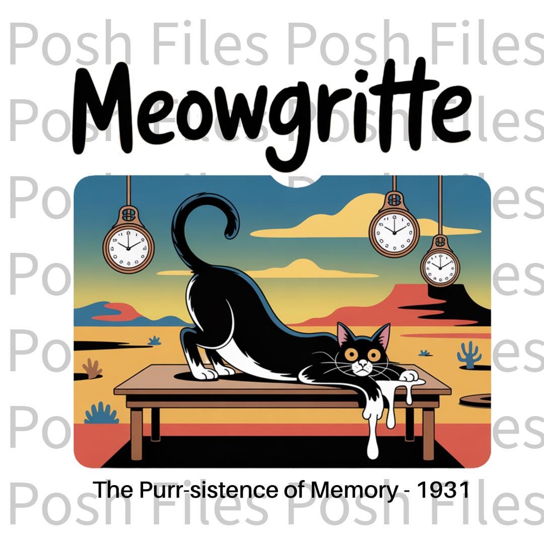 Surreal Melting Clock Cat PNG, Dali Parody Art (digital Download) - Etsy