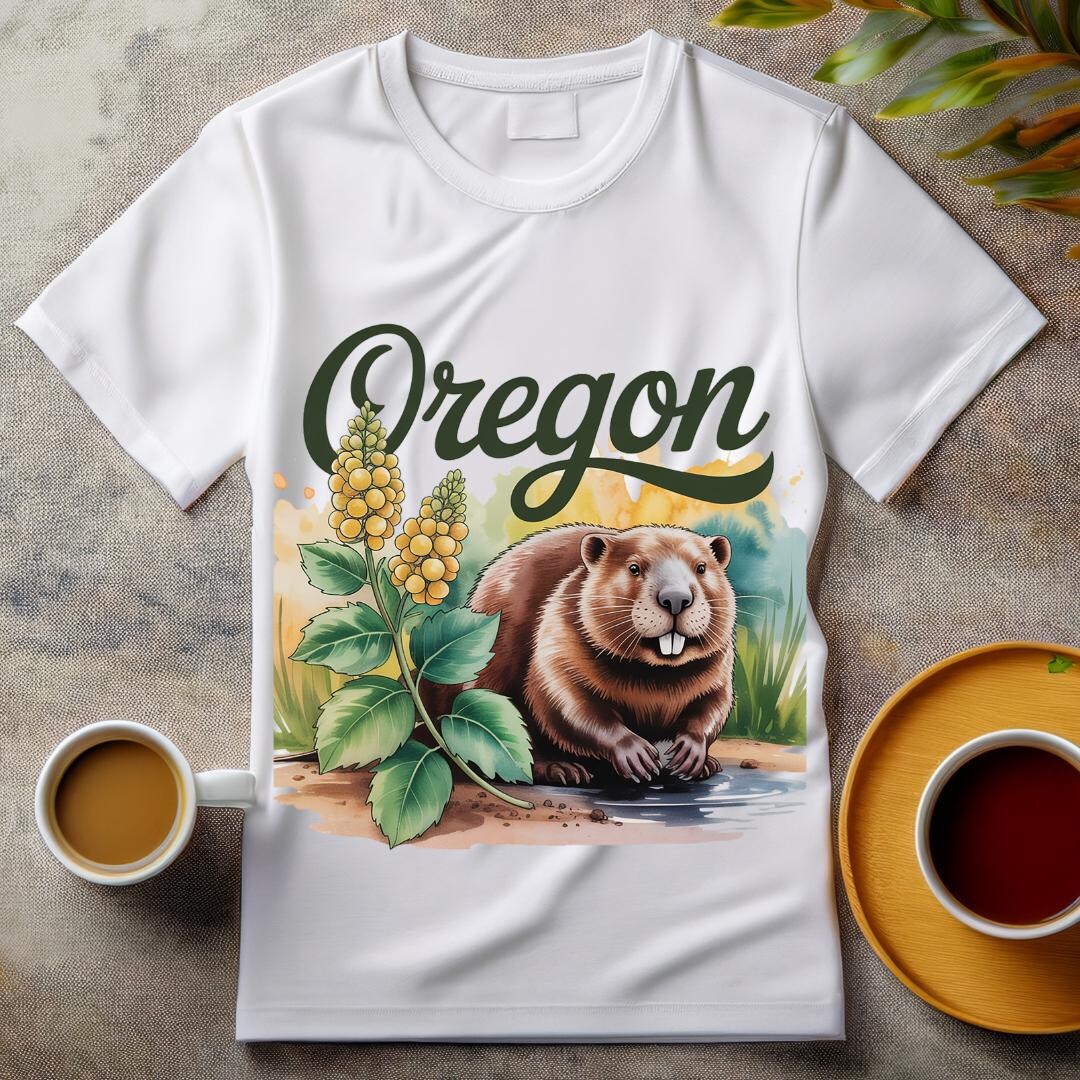 Oregon State Flower & Beaver Watercolor PNG (digital Download) - Etsy