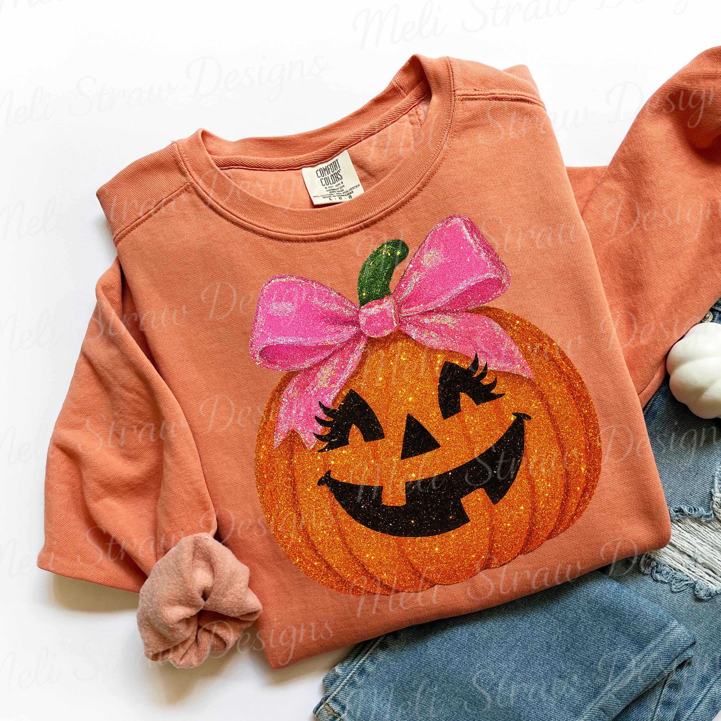 Glitter Coquette Jack O Lantern PNG, Sparkle Pumpkin PNG, Girly Fall ...