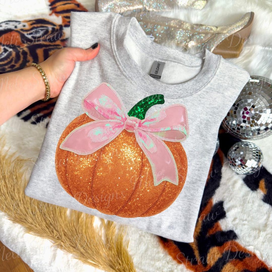 Glitter Coquette Pumpkin PNG: Girly Bow Autumn Design, Girly Fall ...