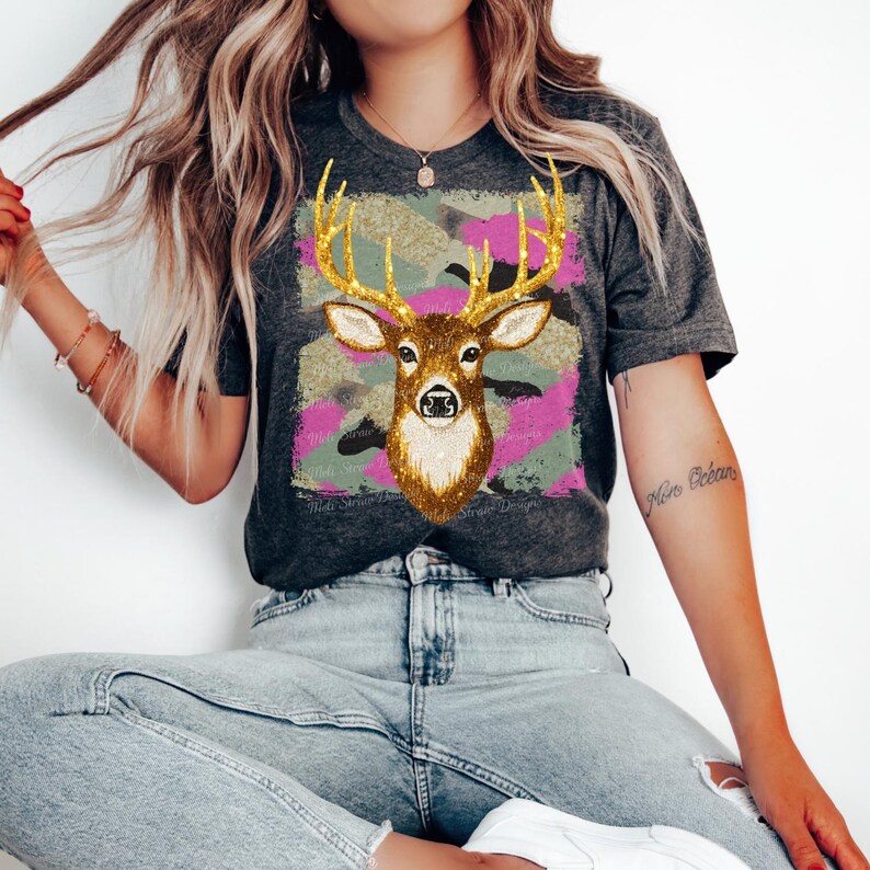 Glitter Buck PNG, Sparkly Deer Hunting PNG, Girly Deer Hunting Season ...