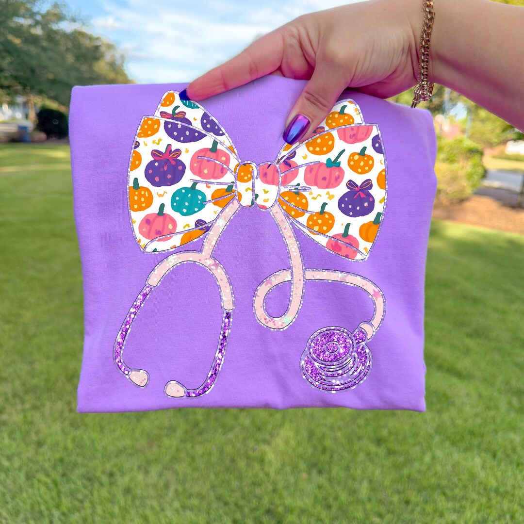 Coquette Pastel Pumpkins Nurse Stethoscope PNG, Girly Fall Stethoscope ...