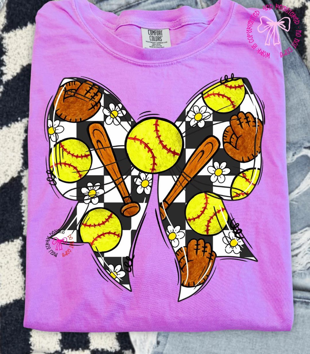Softball PNG, Girly Coquette Softball Bow Shirt, Preppy Hand Drawn ...