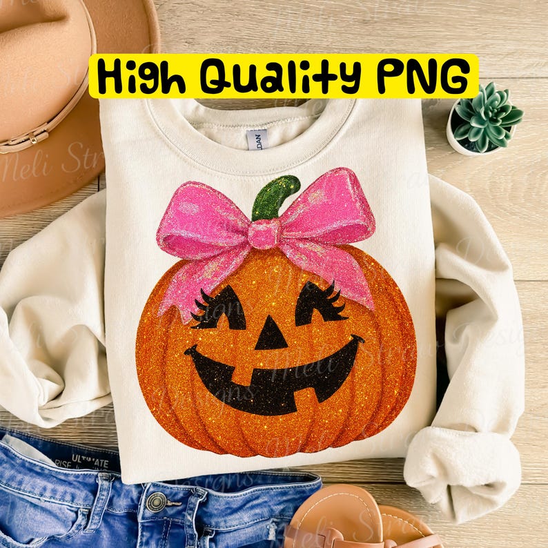 Glitter Coquette Jack O Lantern PNG, Sparkle Pumpkin PNG, Girly Fall ...