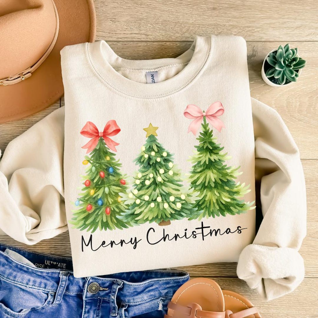 Christmas Trees PNG, Girly Hand Drawn Coquette Christmas Trees Shirt ...