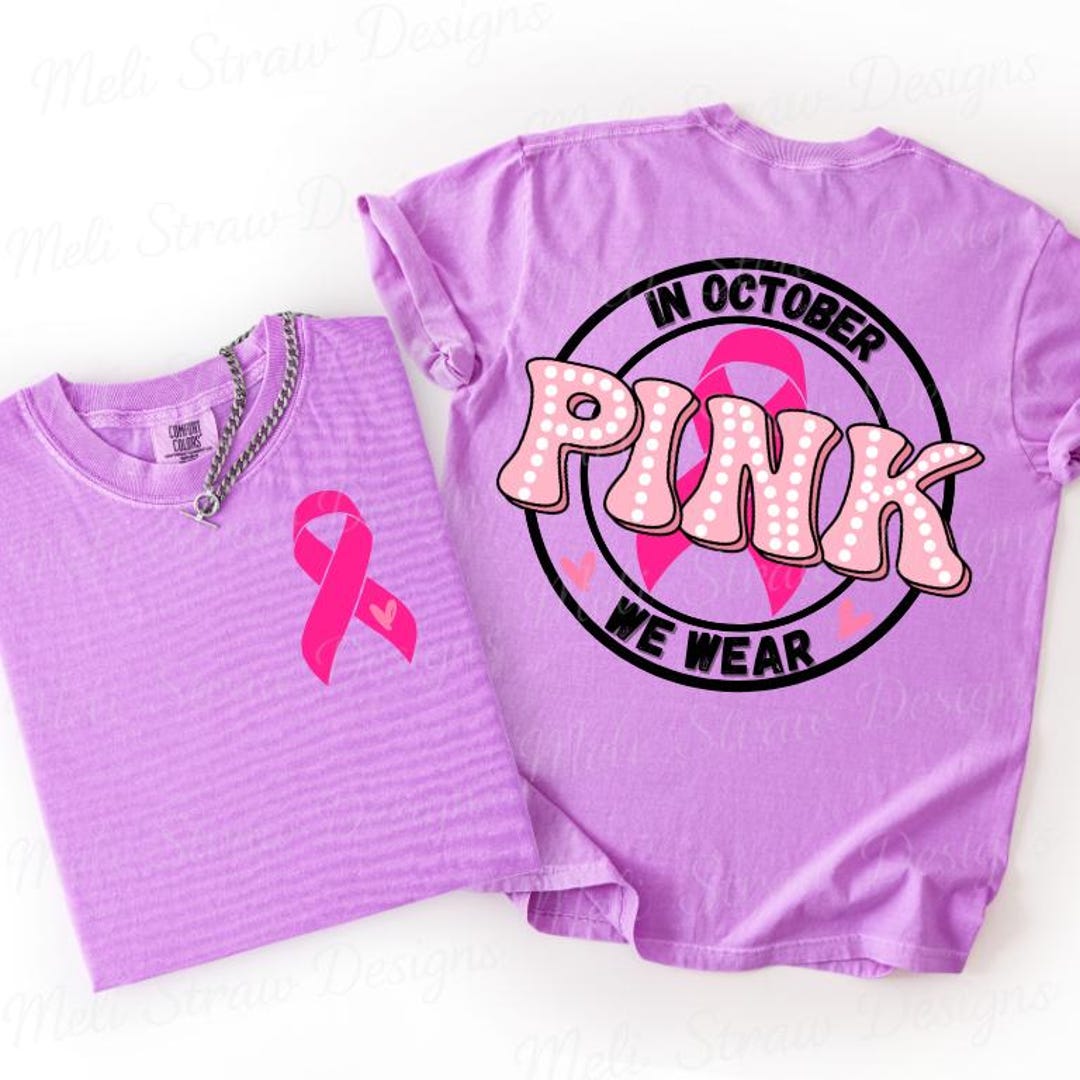 In October We Wear Pink PNG Png, Preppy Breast Cancer Awareness Shirt ...