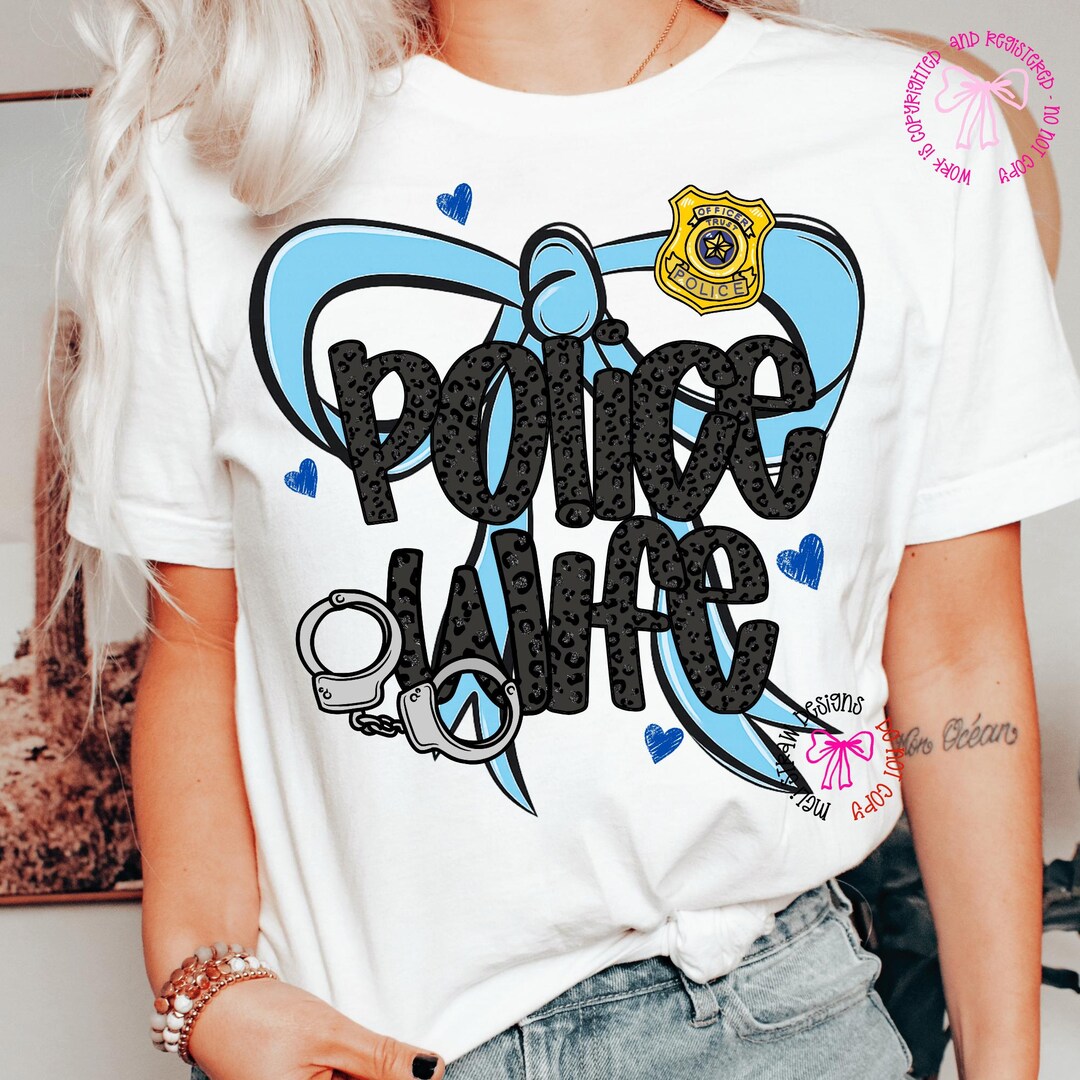 Police Wife PNG, Girly Back the Blue Coquette Bow Shirt, Preppy Police ...