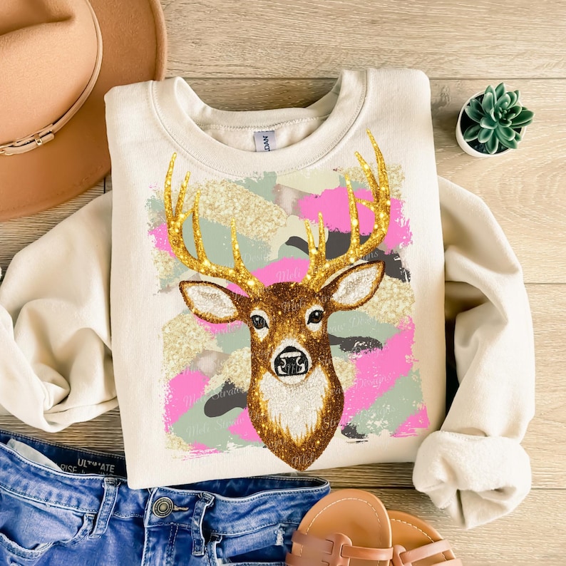Glitter Buck PNG, Sparkly Deer Hunting PNG, Girly Deer Hunting Season ...