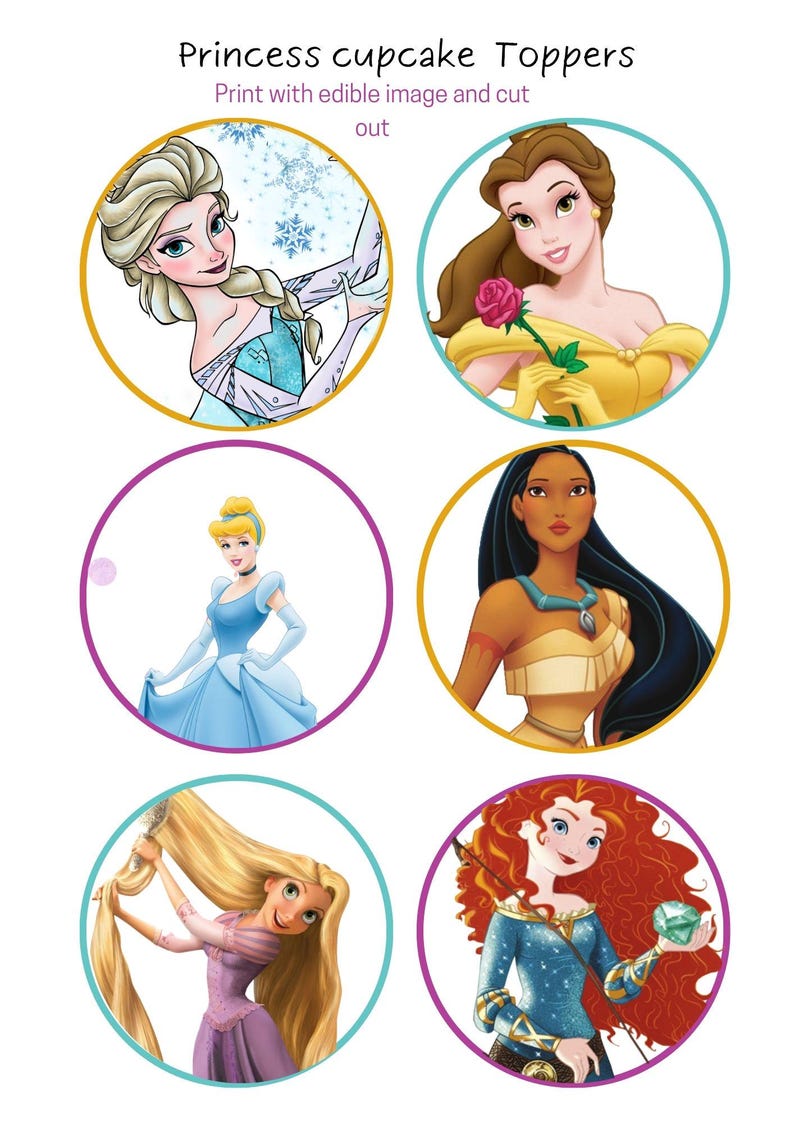 Princess Printable Princess Cupcake Toppers-digital File - Etsy