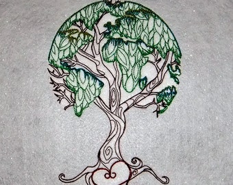 Elven Fantasy Tree of Life embroidered wall art | Etsy