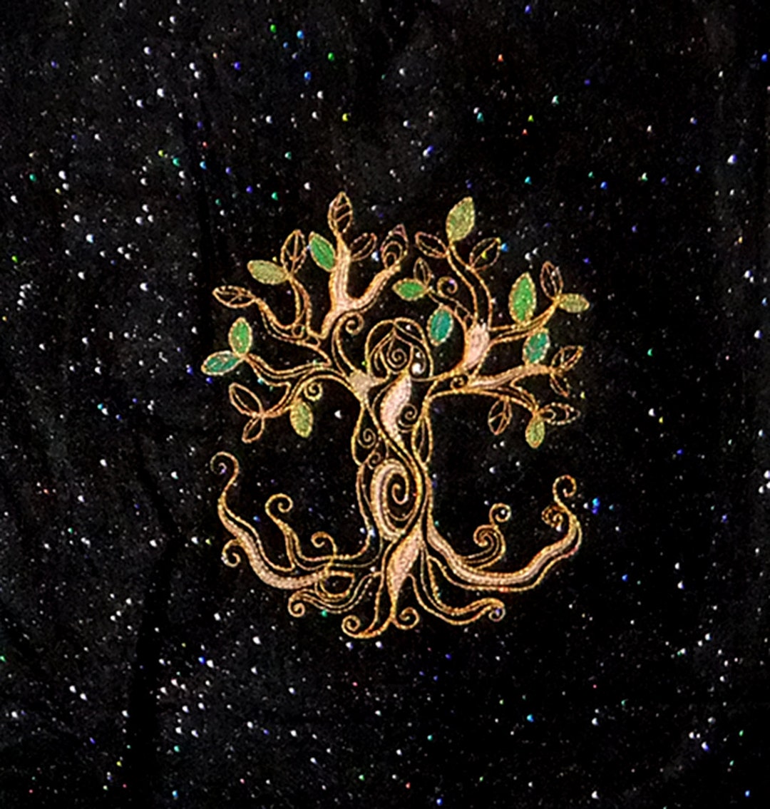 Earth Goddess Tree of Life embroidered Wall Art - Etsy