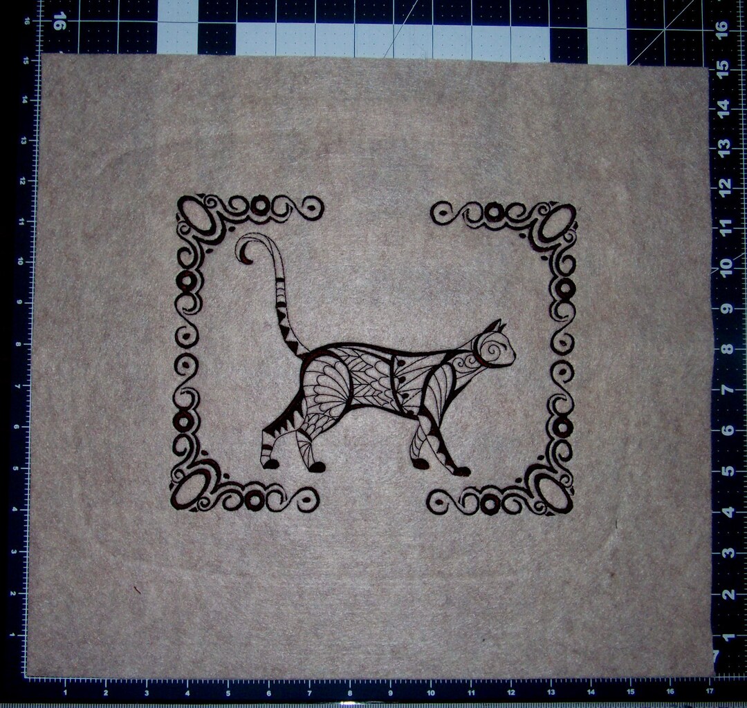Blackwork Cat Scene (embroidered Wall Art) - Etsy