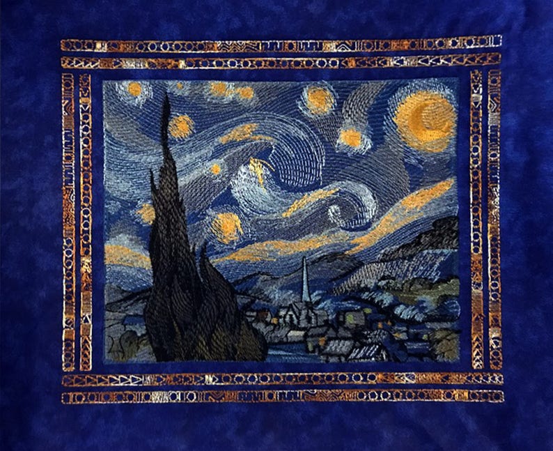Starry Night Embroidered Tapestry embroidered Wall Art - Etsy