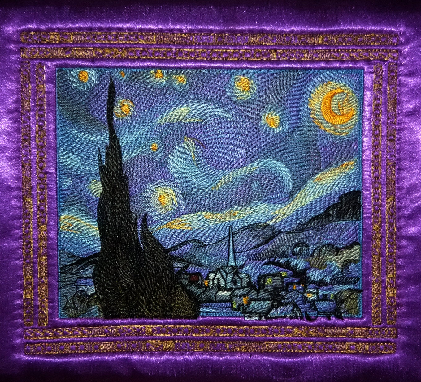 Starry Night Embroidered Tapestry embroidered wall art | Etsy
