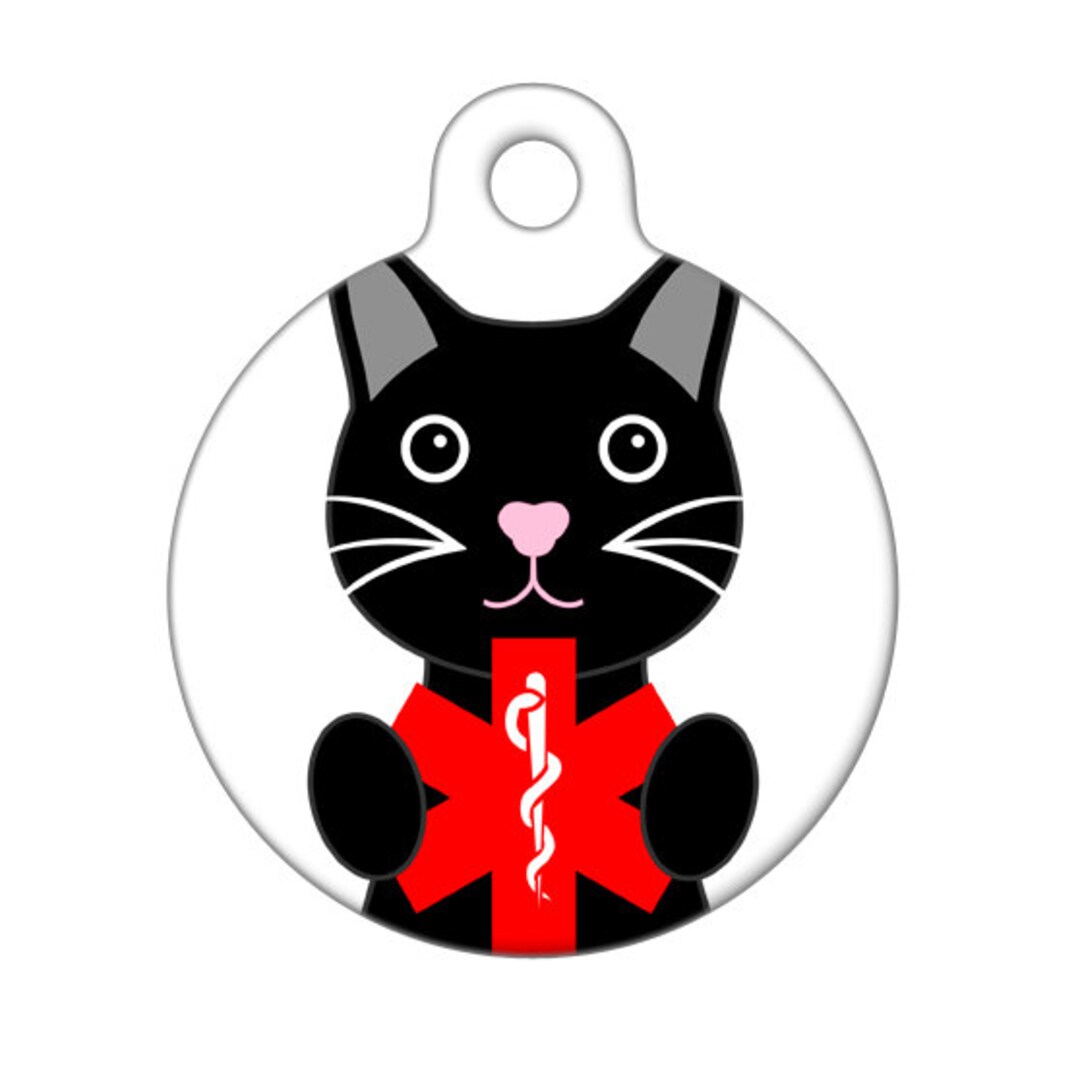 Medical ID Tag Black Kitty Cat Medical Alert - Etsy