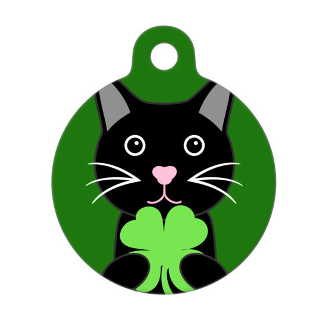 Pet ID Tag Happy St. Patricks Day Black Kitty Cat - Etsy