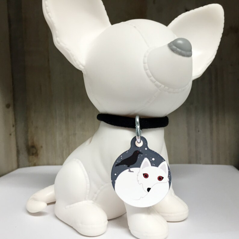 Pet ID Tag A Crow and His Wolf - Etsy