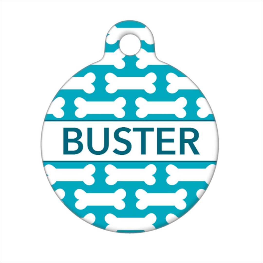Pet ID Tag - Buster Bone Pattern Custom Name on Front - Etsy
