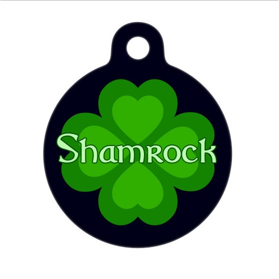 Pet ID Tag Shamrock Custom Name on Front | Etsy