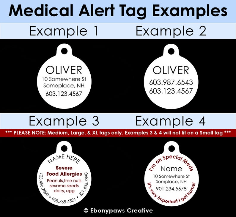 Medical ID Tag - I Have Allergies Black Dog - Etsy