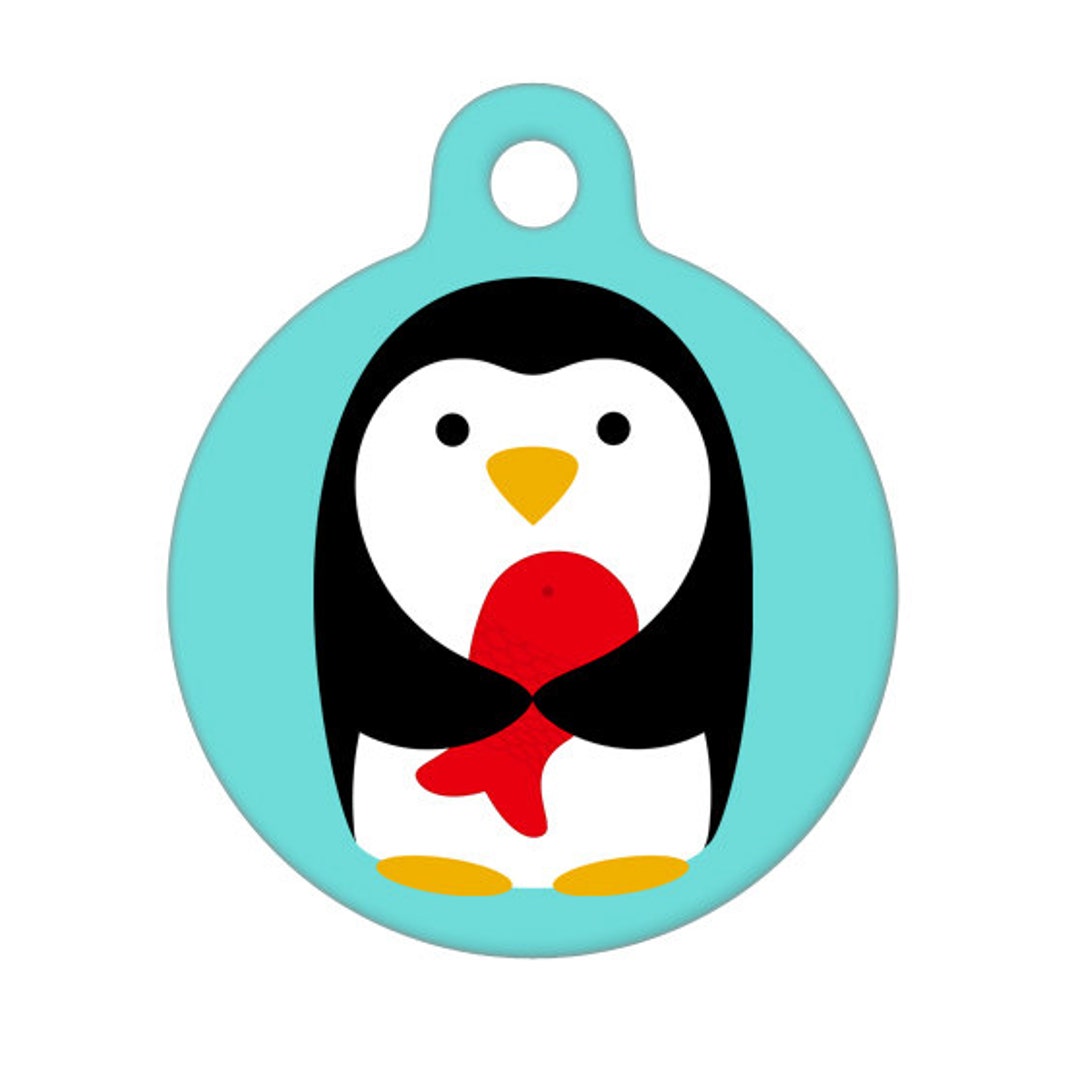 Pet ID Tag Penguin Loves Swedish Fish - Etsy