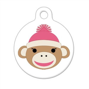 Pet ID Tag - Girly Sock Monkey - Etsy