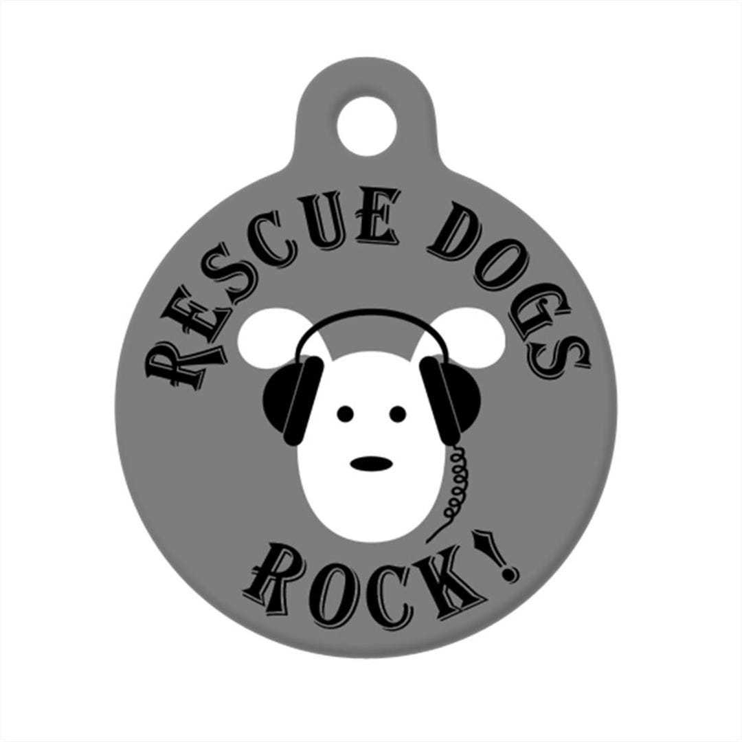 Pet ID Tag - Rescue Dogs Rock, Pup With Headphones - Etsy