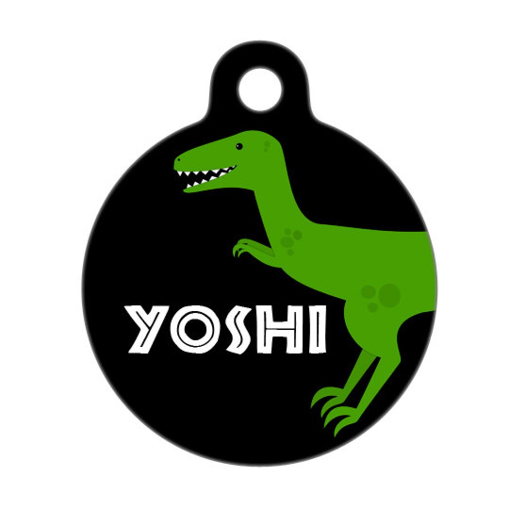 Pet ID Tag Yoshi Raptor Custom Name on Front - Etsy