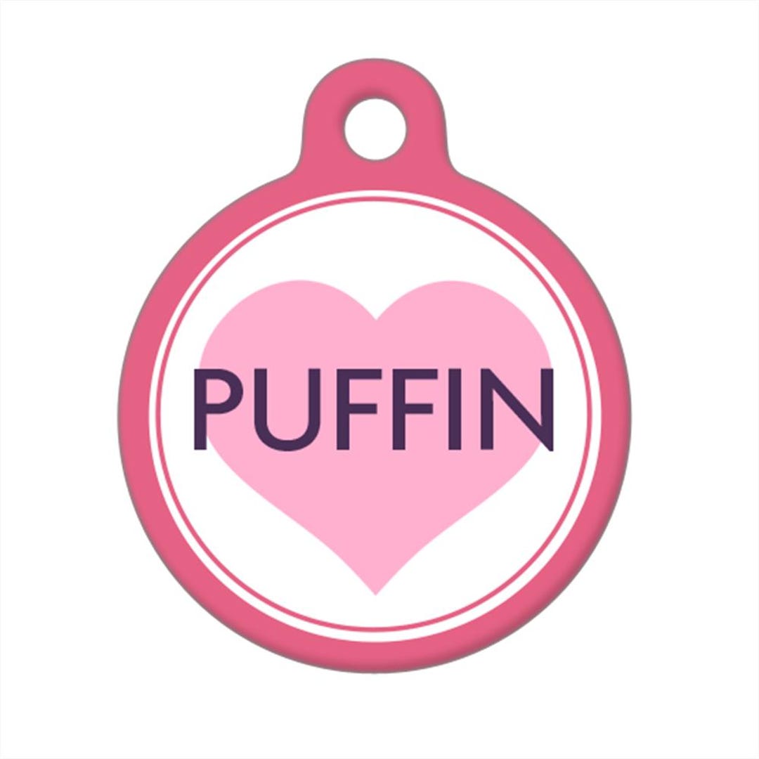 Custom Pet ID Tag - Puffin Heart Personalized Name on Front - Etsy
