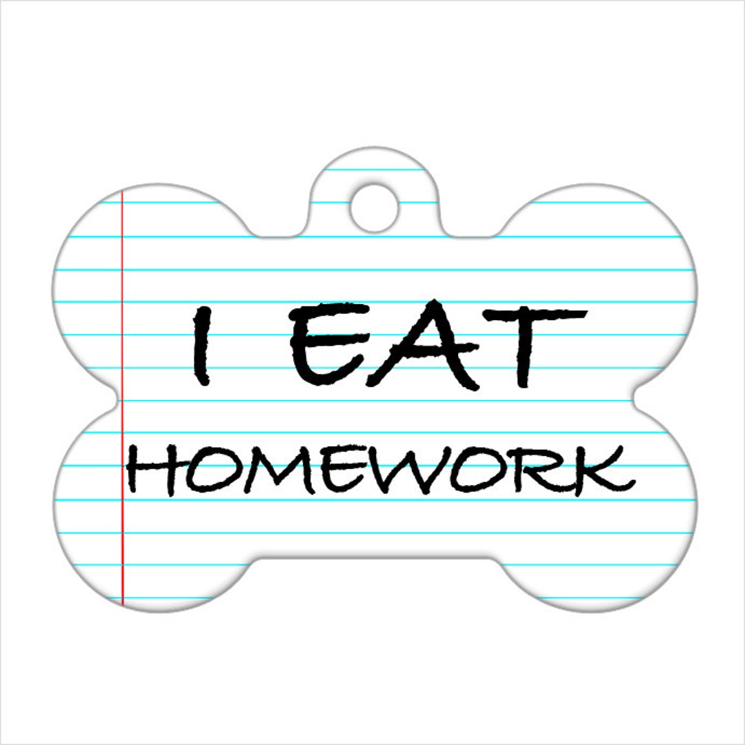 Pet ID Tag - I Eat Homework Bone - Etsy