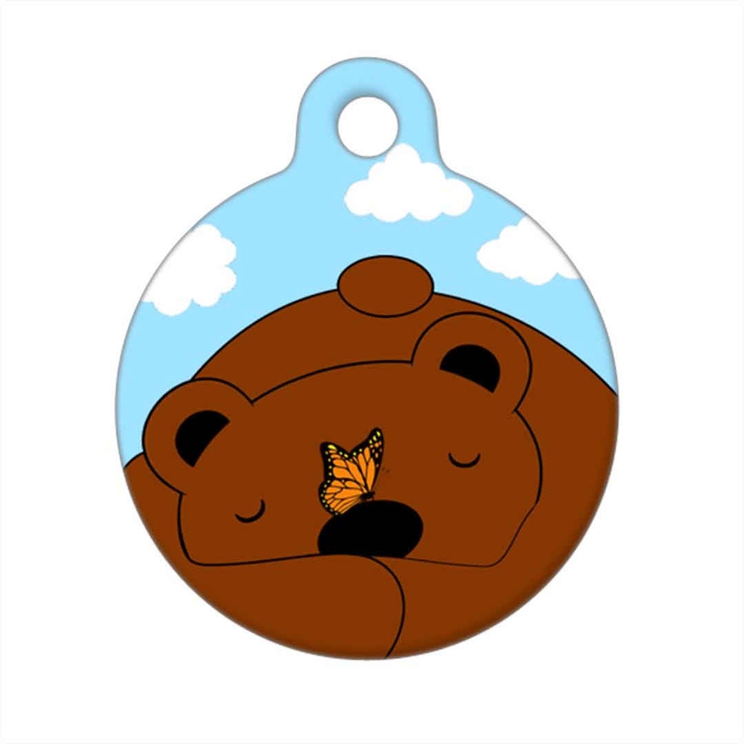 Pet ID Tag - Cute Little Sleeping Bear - Etsy