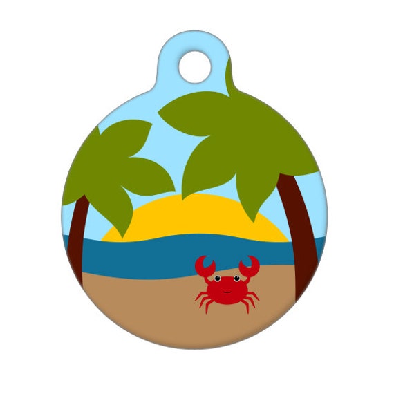 Pet ID Tag Tropical Beach Crab | Etsy