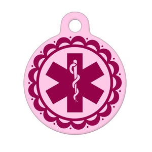 Medical ID Tag Medical Alert Pink - Etsy