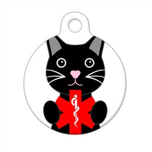 Medical ID Tag - Black Kitty Cat Medical Alert - Etsy