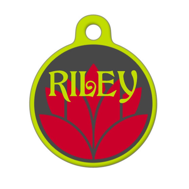 Pet ID Tag Riley Lotus Custom Name on Front | Etsy