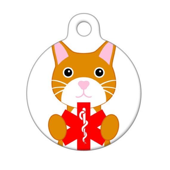 Medical ID Tag Orange Kitty Cat Medical Alert - Etsy